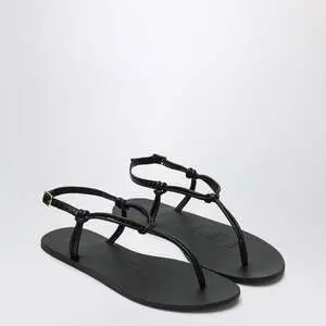 Manebí Manebì Leather Flip-flops With Knot Detail And Adjustable Strap - Black