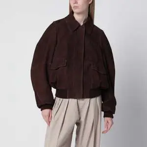 Loewe Suede Bomber Jacket - Brown