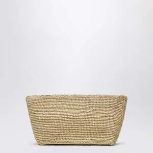 Manebí Raffia Clutch With Logo Embroidery