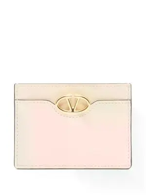Valentino Garavani Card Holder The Bold Edition In Calfskin - Neutrals
