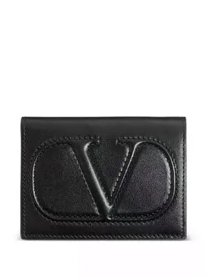 Valentino Garavani Small Vlogo Wallet In Calfskin - Black