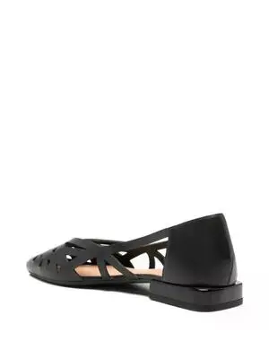 GIOSEPPO Bumala Cut-out Leather Ballet Flats - Black