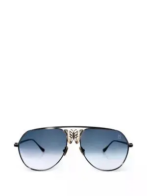 Anna-Karin Karlsson Butterfly Embellished Aviator Sunglasses - Black