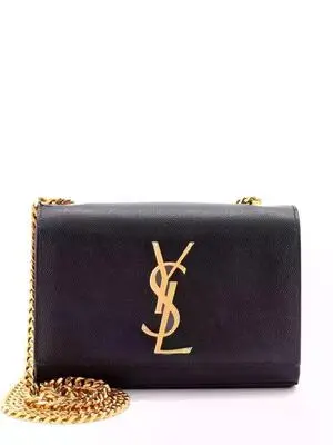 Saint Laurent Classic Monogram Grainy Leather Small Crossbody Bag - Black