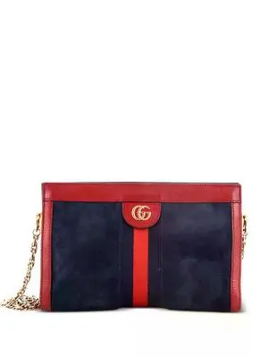 Gucci Ophidia Chain Suede Small Shoulder Bag - Blue