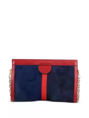 Gucci Ophidia Chain Suede Small Shoulder Bag - Blue
