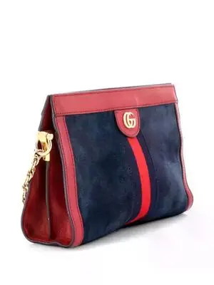 Gucci Ophidia Chain Suede Small Shoulder Bag - Blue