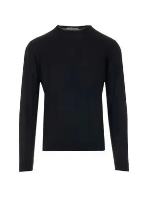 AL DUCA D’AOSTA 1902 Navy Blue Fine Knit Crew Neck Long Sleeve Sweater