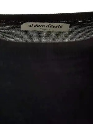 AL DUCA D’AOSTA 1902 Navy Blue Fine Knit Crew Neck Long Sleeve Sweater