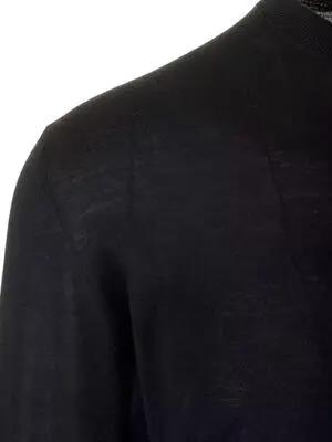 AL DUCA D’AOSTA 1902 Navy Blue Fine Knit Crew Neck Long Sleeve Sweater