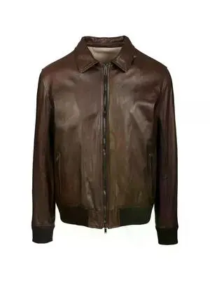 AL DUCA D’AOSTA 1902 Ribbed-trim Leather Jacket
