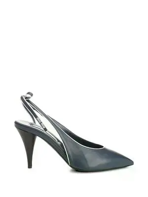 Miu Miu Bow Detail Slingback Sandals - Blue