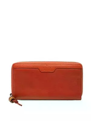 Gucci 2000-2015 Leather Bamboo Zip Around Wallet Long Wallets - Orange