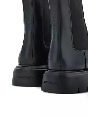 FERRAGAMO Logo-debossed Leather Boots
