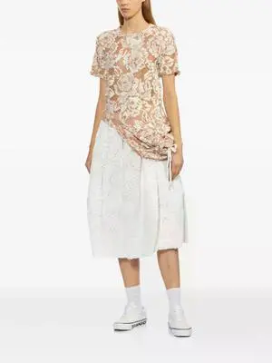 Comme Des Garçons Floral Embroidered Asymmetrical Blouse