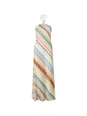 Missoni Zigzag Pattern Halterneck Maxi Dress - Neutrals