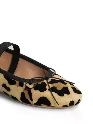 ANNIEL Leopard-print Suede Ballet Flats With Elasticated Strap