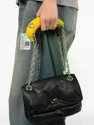 Mihara Yasuhiro Banana-handle Padded Leather Shoulder Bag - Black