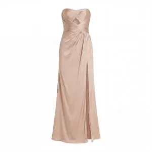 Mac Duggal Strapless Charmeuse Gown With Keyhole Cutout And Slit