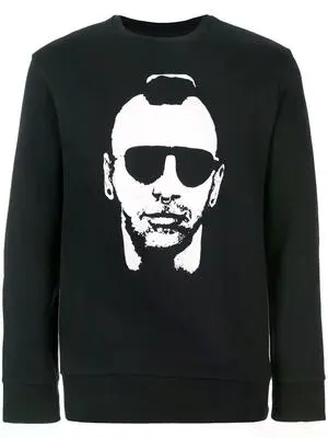 Neil Barrett Graphic Print Crew Neck Long Sleeve Sweater - Black