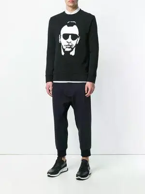 Neil Barrett Graphic Print Crew Neck Long Sleeve Sweater