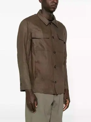 MICHAEL COAL James Pocket Button-fastening Overshirt - Brown