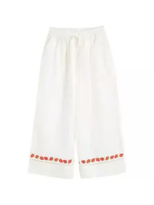 Chinti & Parker Strawberry Motif Drawstring Trousers - White