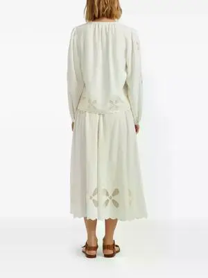Chinti & Parker Broderie Midi Skirt - White