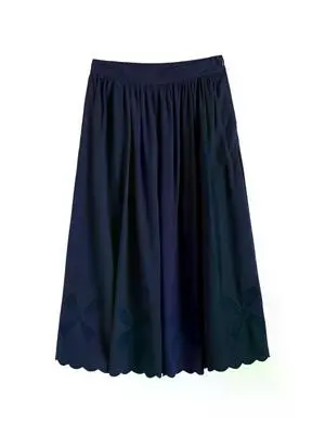Chinti & Parker Broderie Scalloped Midi Skirt - Blue