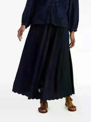 Chinti & Parker Broderie Scalloped Midi Skirt - Blue