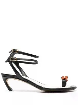 LANVIN Calf Leather Knot Embellished Sandals