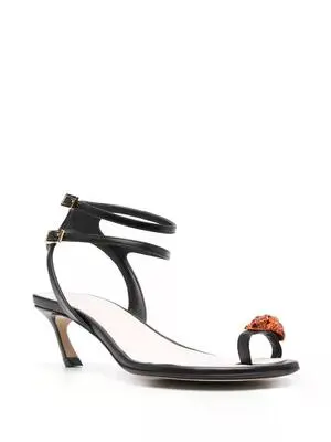 LANVIN Calf Leather Knot Embellished Sandals