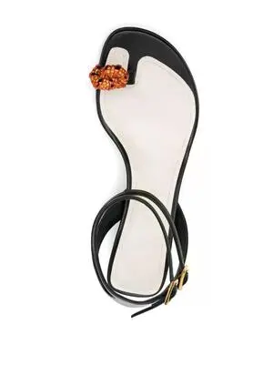 LANVIN Calf Leather Knot Embellished Sandals