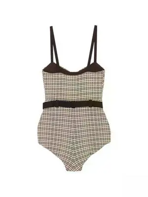 Antonio Marras Belted Sweetheart Neck Sleeveless Printed Top