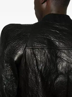 Rick Owens Structured Shoulder Leather Bomber Jacket - Black