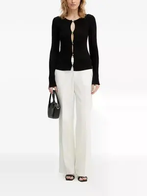 Guess Ribbed Knit Long-sleeved Cardigan With Embellished Buttons - Black