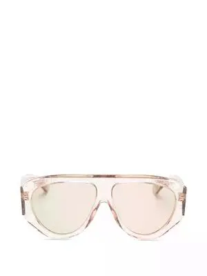 Gucci Gg Monogram Pilot-frame Sunglasses - Neutrals