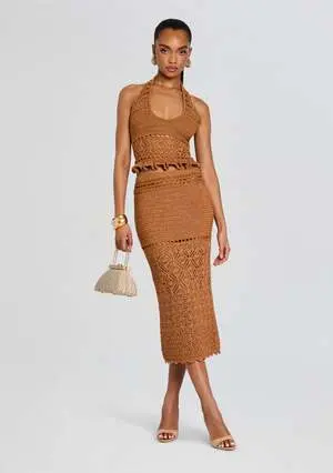 Retrofete Leony Crochet Midi Skirt