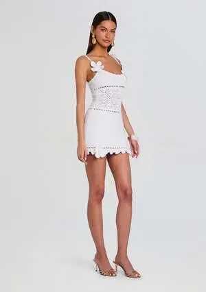 Retrofete Orleane Crochet Mini Dress With Floral Embellishments