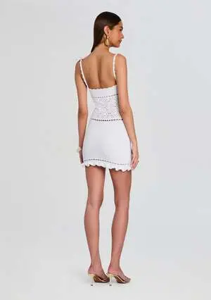 Retrofete Orleane Crochet Mini Dress With Floral Embellishments