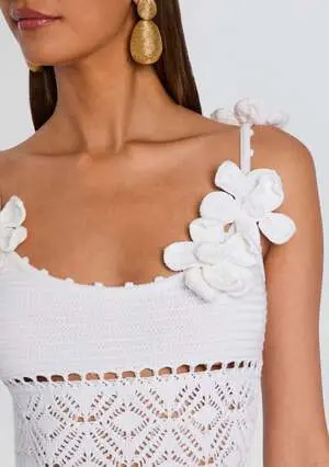 Retrofete Orleane Crochet Mini Dress With Floral Embellishments