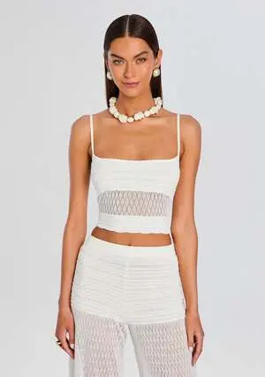 Retrofete Lesli Ruffle Pointelle Cami - White