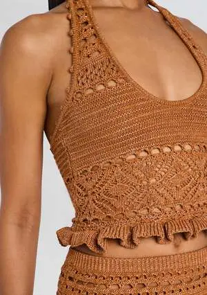 Retrofete Laurine Crochet Halter Neck Top