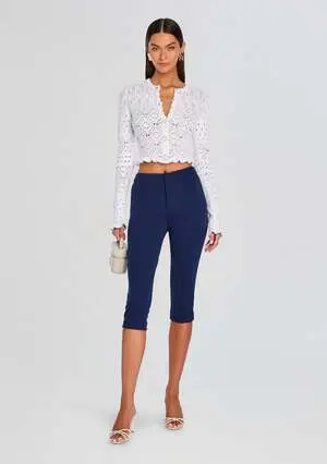 Retrofete Giuliana Crochet Cardigan With Scalloped Hem
