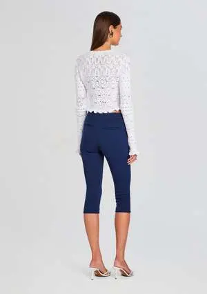 Retrofete Giuliana Crochet Cardigan With Scalloped Hem