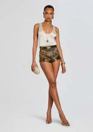 Retrofete Elualy Embellished High-waisted Hot Shorts