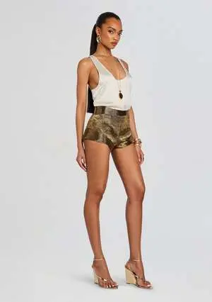Retrofete Elualy Embellished High-waisted Hot Shorts