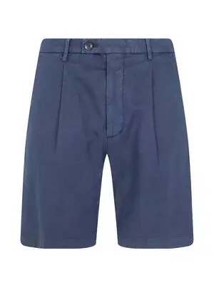 MICHAEL COAL Pleated Linen Twill Shorts - Blue