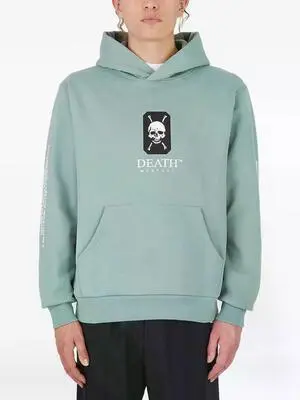DEATH CIGARETTES Graphic Print Hooded Sweatshirt - Green