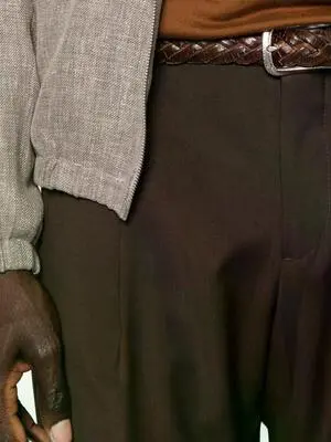 BRIGLIA 1949 Pleated Turn-up Trousers - Brown